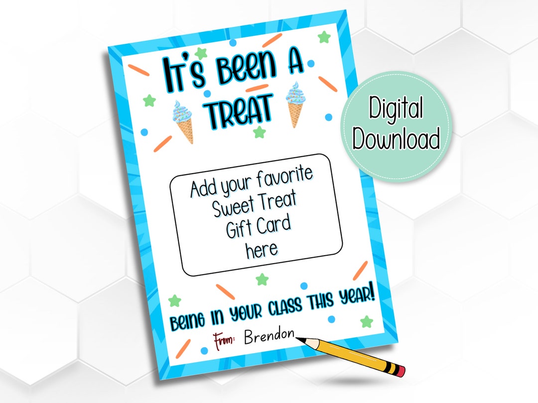 Printable Ice Cream Gift Card Holder, Cute Teacher Thank You Gift ...