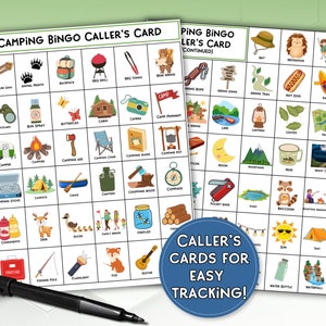 Camping Bingo Game: 35 Printable Cards, Family Fun (instant Download ...
