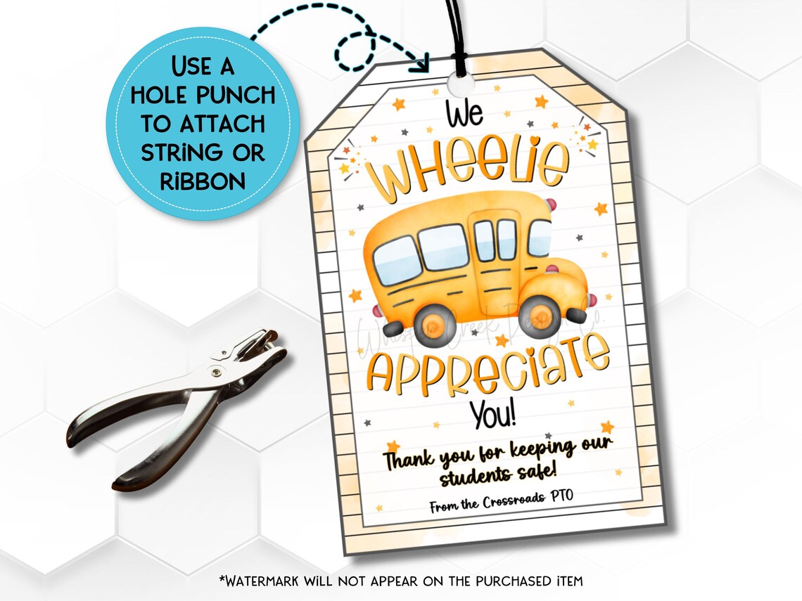 Bus Driver Thank You Tag: Editable School Staff Gift (digital Download ...