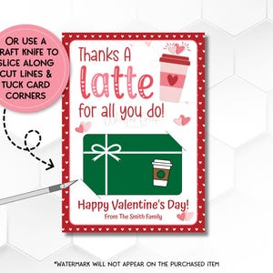Editable Thanks a Latte Gift Card Holder | Perfect Present for Coffee ...