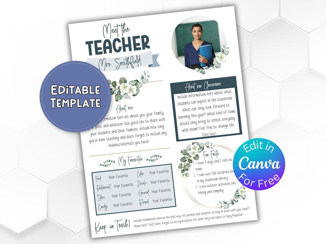 Floral Teacher Introduction Letter Template: Editable Canva Design ...