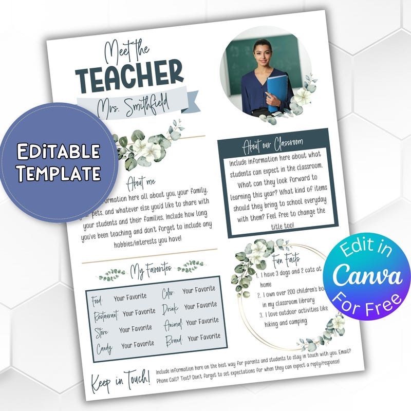 Meet the Teacher Template - Etsy