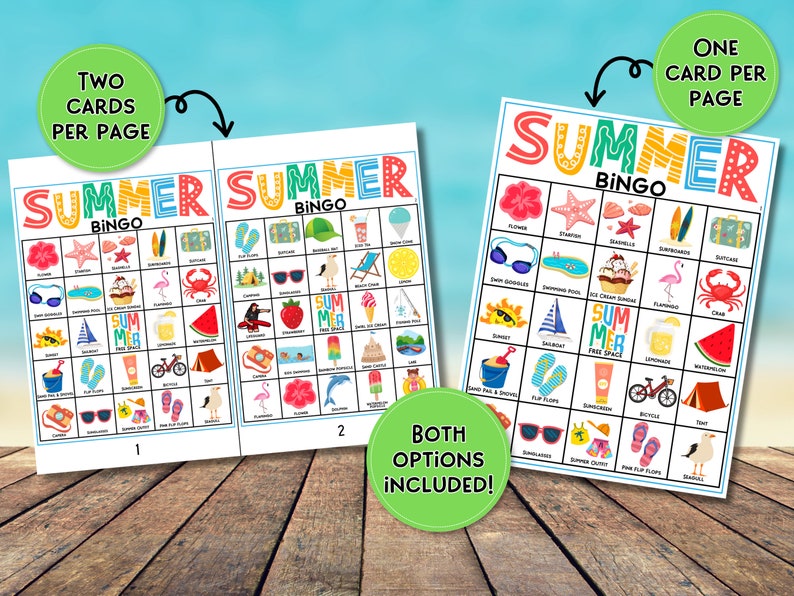 Colorful Summer Bingo Game - 35 Beachy Cards for Last Day of School Fun ...