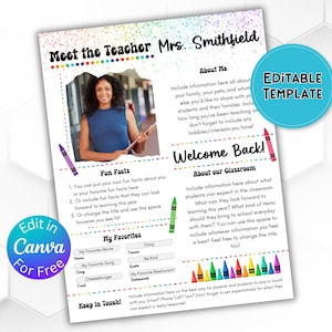 Editable Welcome Back Teacher Introduction Letter Canva Template ...