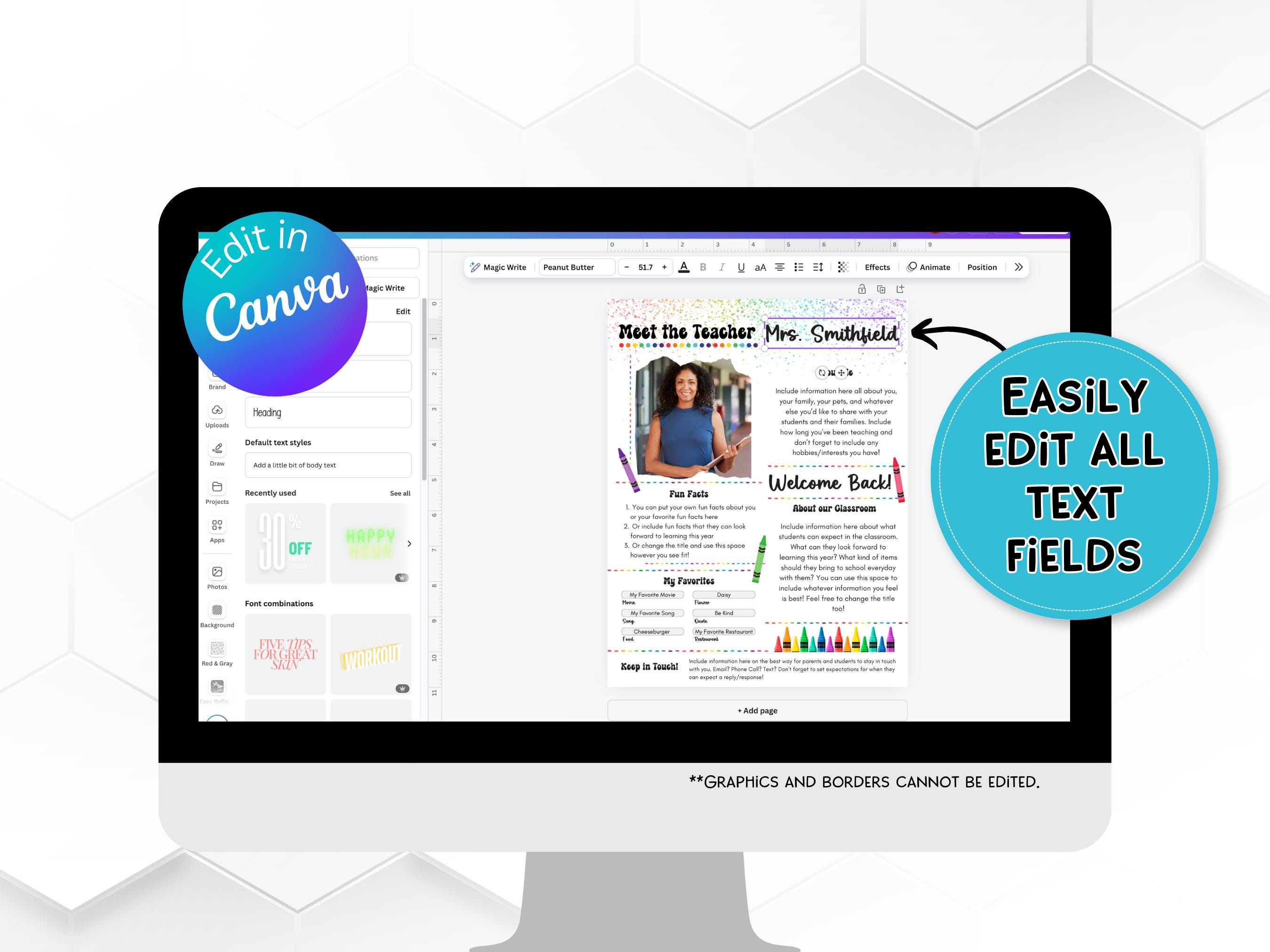 Editable Welcome Back Teacher Introduction Letter Canva Template ...