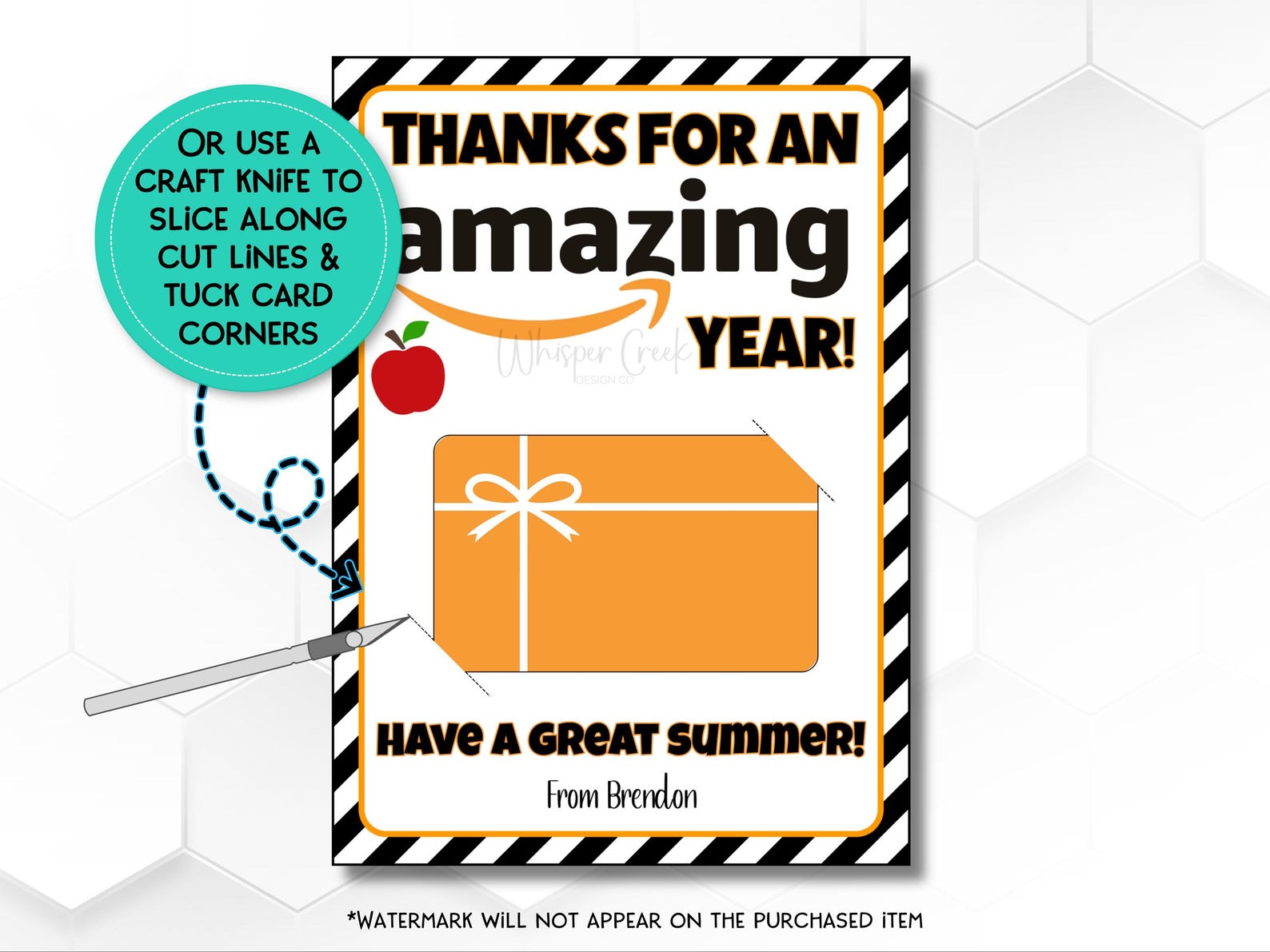 Thanks for an Amazing Year Gift Card Holder for Teacher - Teacher Thank ...