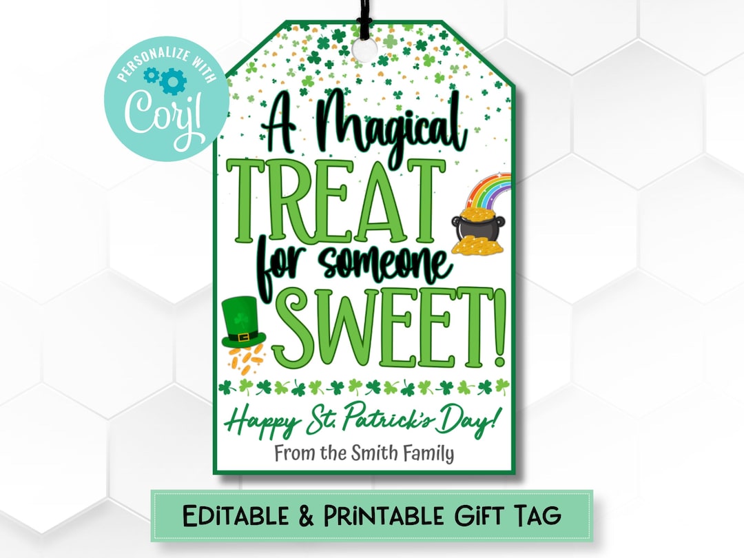 St. Patrick's Day Treat Tag: Editable Gift Tag (digital Download) - Etsy