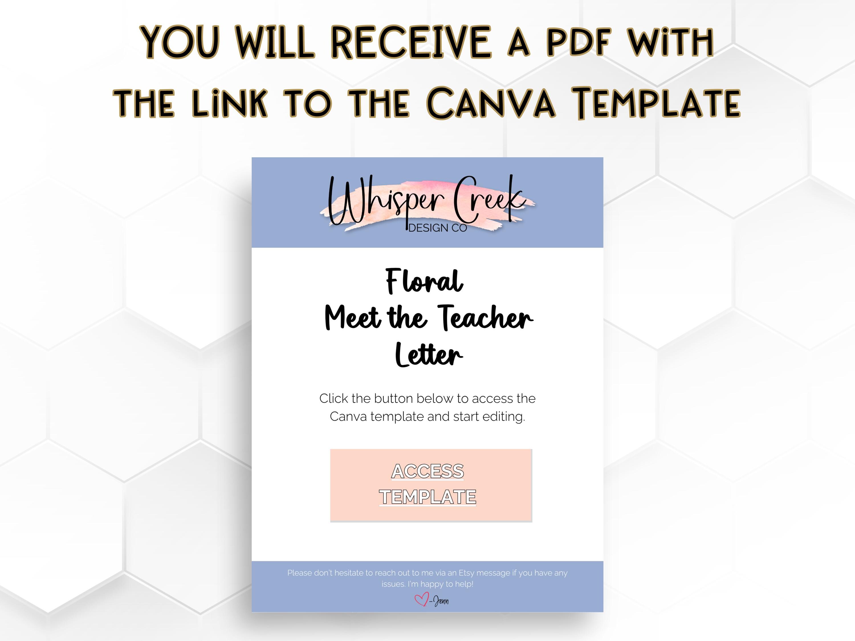 Editable Floral Teacher Introduction Letter - Canva Template (digital ...