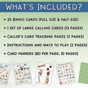 Camping Bingo Game: 35 Printable Cards, Family Fun (instant Download ...