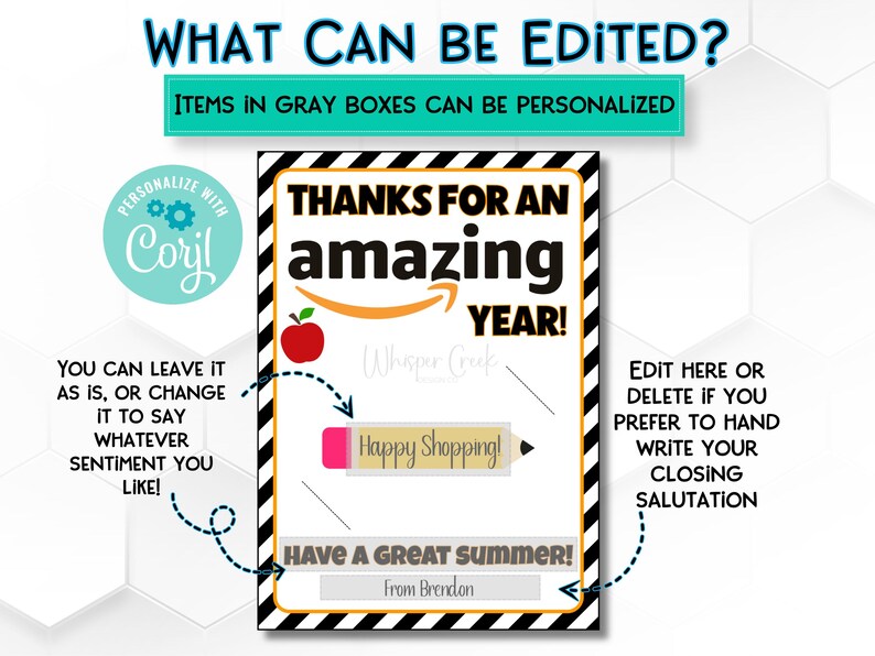 Thanks for an Amazing Year Gift Card Holder for Teacher - Teacher Thank ...
