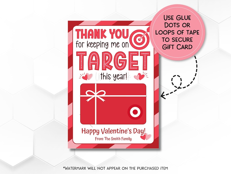 Target Gift Card Holder: Valentine's Day Thank You (editable Printable ...