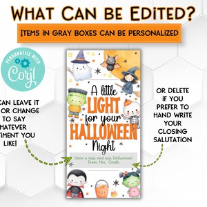Editable A Little Light for Your Halloween Night Tag: Printable Holder ...