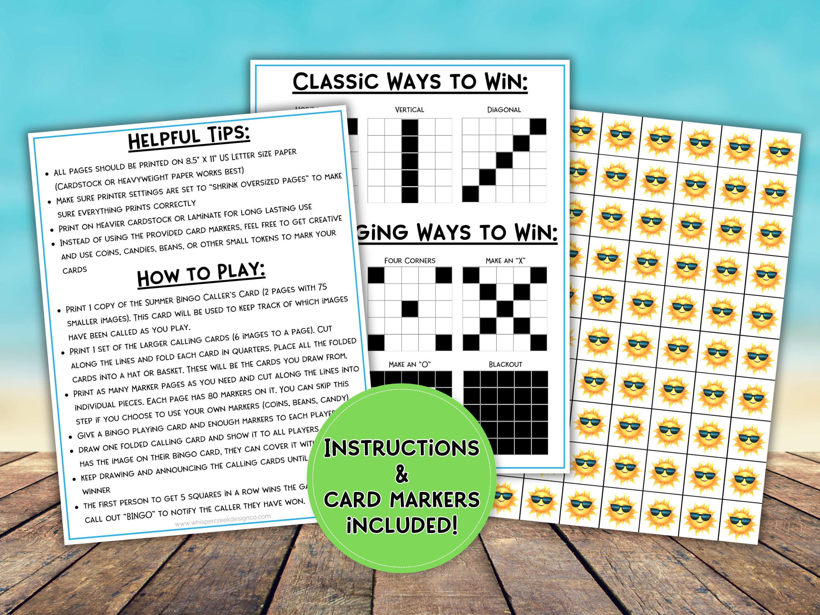 Colorful Summer Bingo Game - 35 Beachy Cards for Last Day of School Fun ...