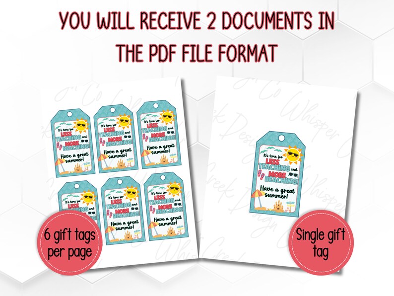 Less Teaching, More Beaching Printable Gift Tag End of School Year ...