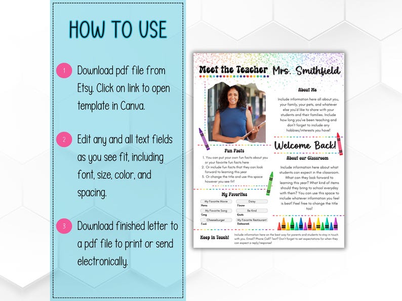 Editable Welcome Back Teacher Introduction Letter Canva Template ...