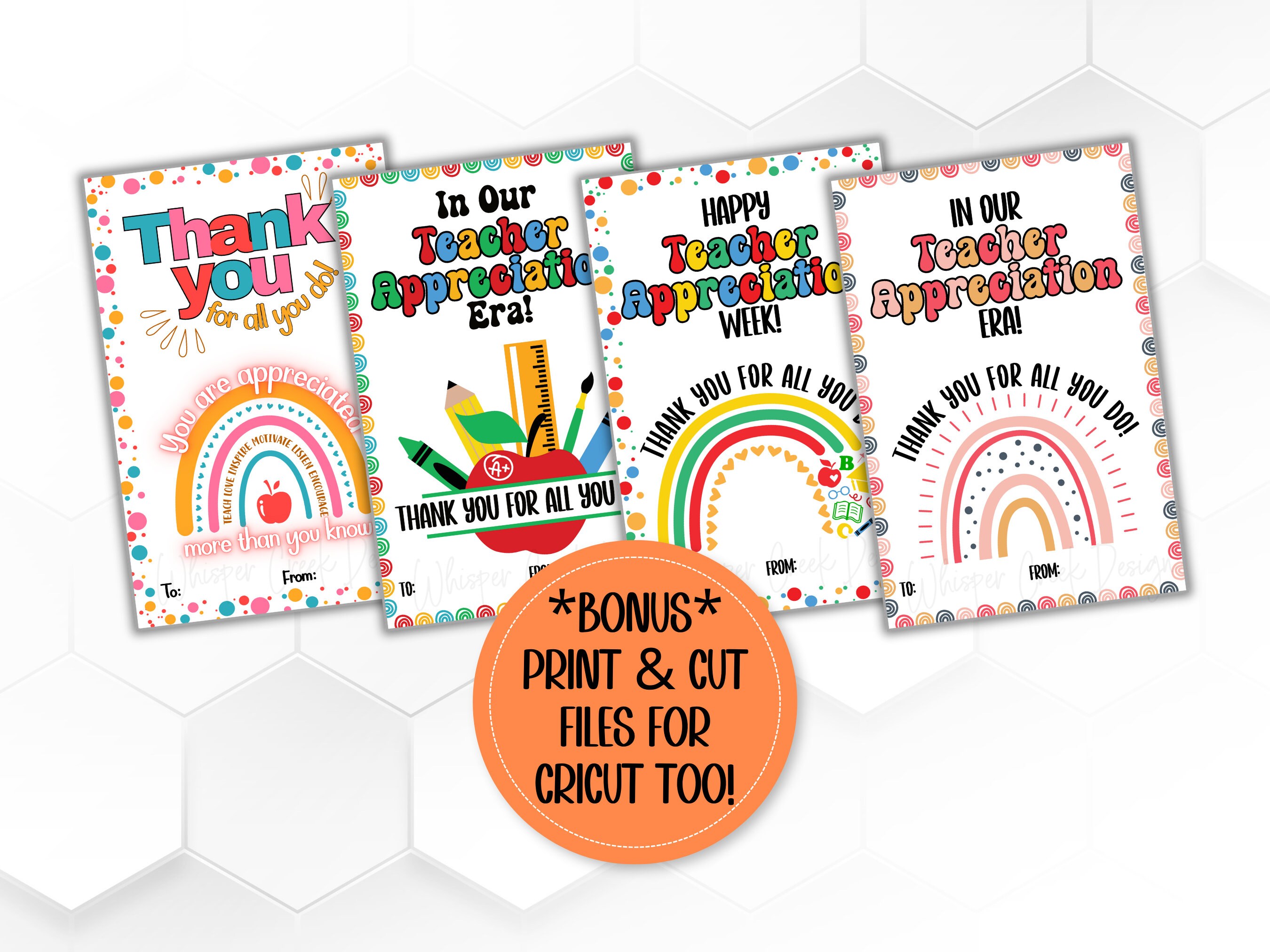 Printable Teacher Appreciation Gift Tag BUNDLE Thank You Gift Tags in ...