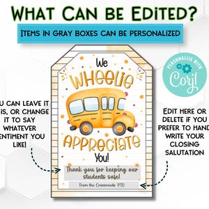 Bus Driver Thank You Tag: Editable School Staff Gift (digital Download ...