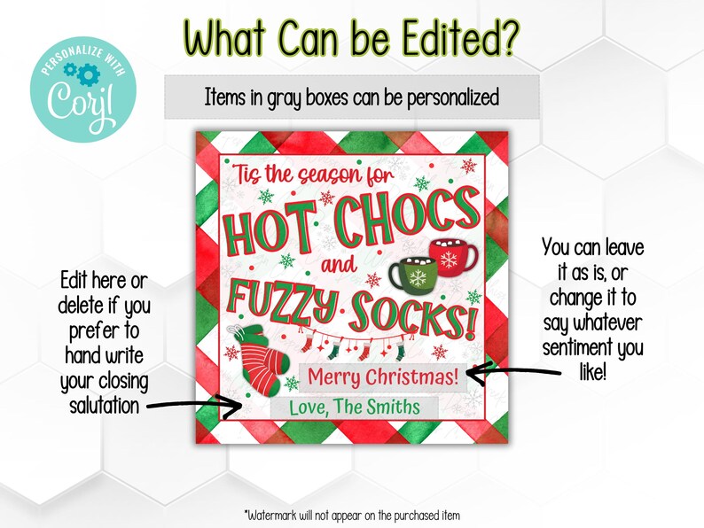 Printable Hot Chocolate and Fuzzy Socks Gift Tag | Employee Christmas ...