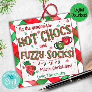 Printable Hot Chocolate and Fuzzy Socks Gift Tag | Employee Christmas ...