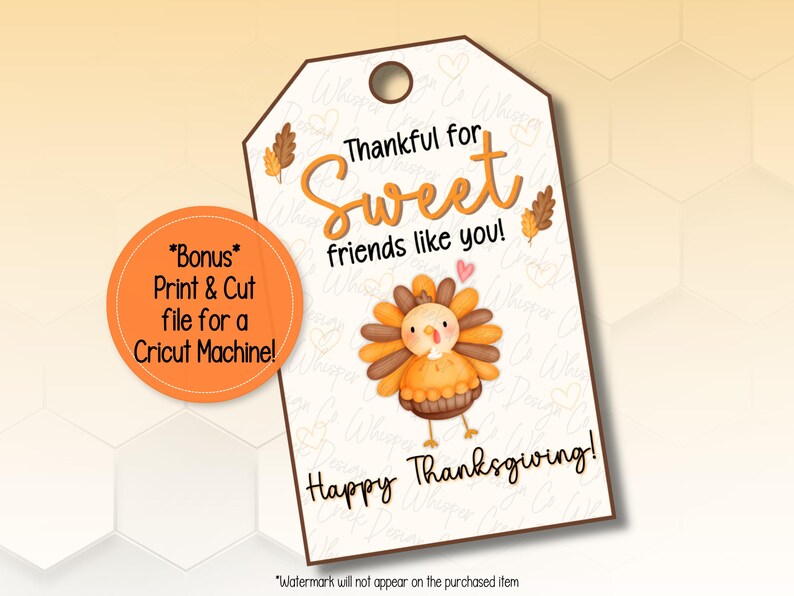 Printable Friendsgiving Gift Tag | Thanksgiving Gift Tag | Thankful for ...