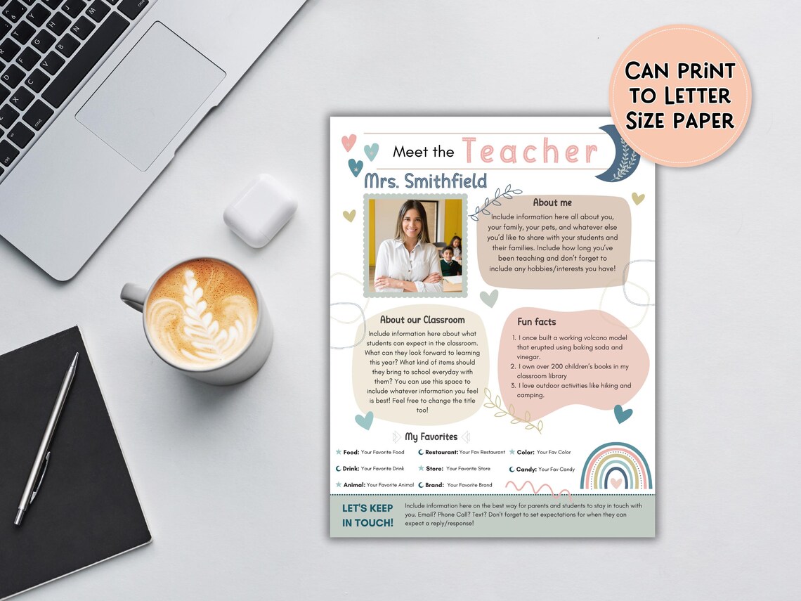 Editable Meet the Teacher Letter: Boho Canva Template (digital Download ...