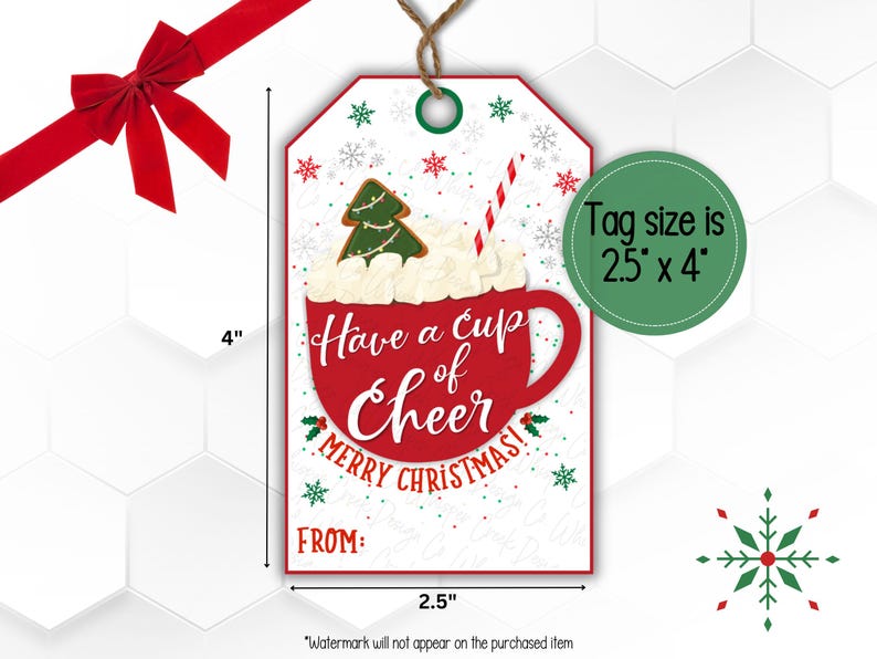 Printable Christmas Have a Cup of Cheer Gift Tag | Employee Thank You ...