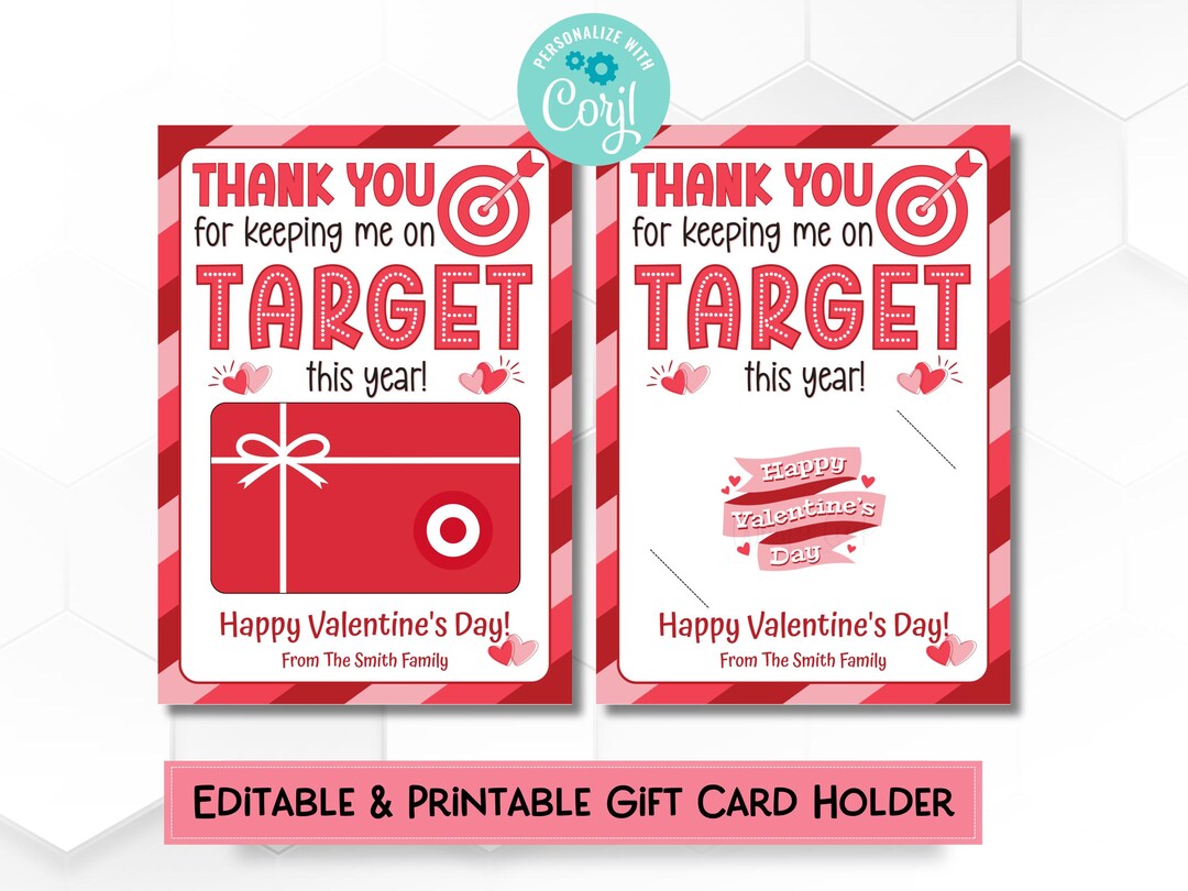Thanks for Keeping Me on Target Gift Card Holder | Editable and ...