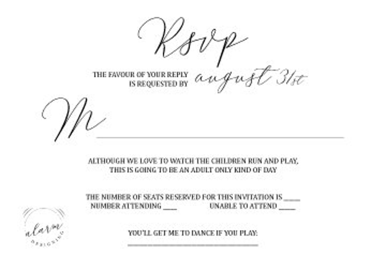 RSVP & Song Request Card Digital Download - Etsy