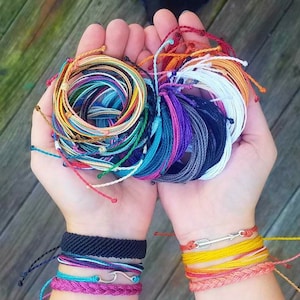 String Bracelet, Choose Your Color, Waxed, Waterproof, Adjustable ...