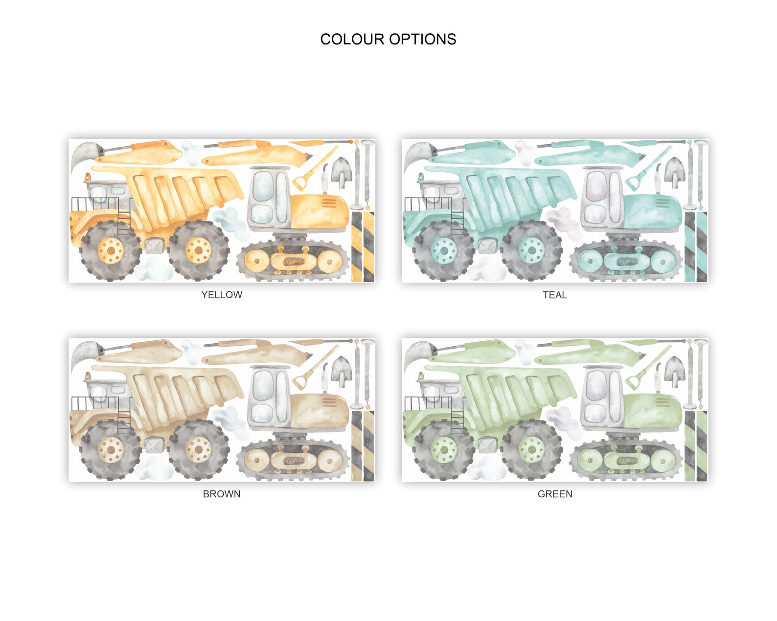 Construction Trucks Reusable FABRIC Wall Decals Eco Friendly Peel ...