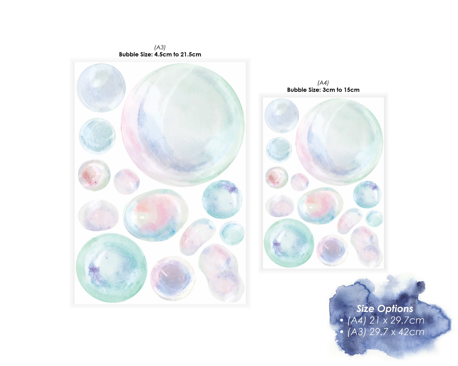 Bubbles Decal Pack Watercolor Design Reusable FABRIC Wall - Etsy