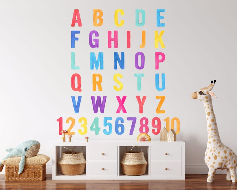 Alphabet + Numbers | Reusable Fabric Wall Decal Eco Friendly | Peel ...
