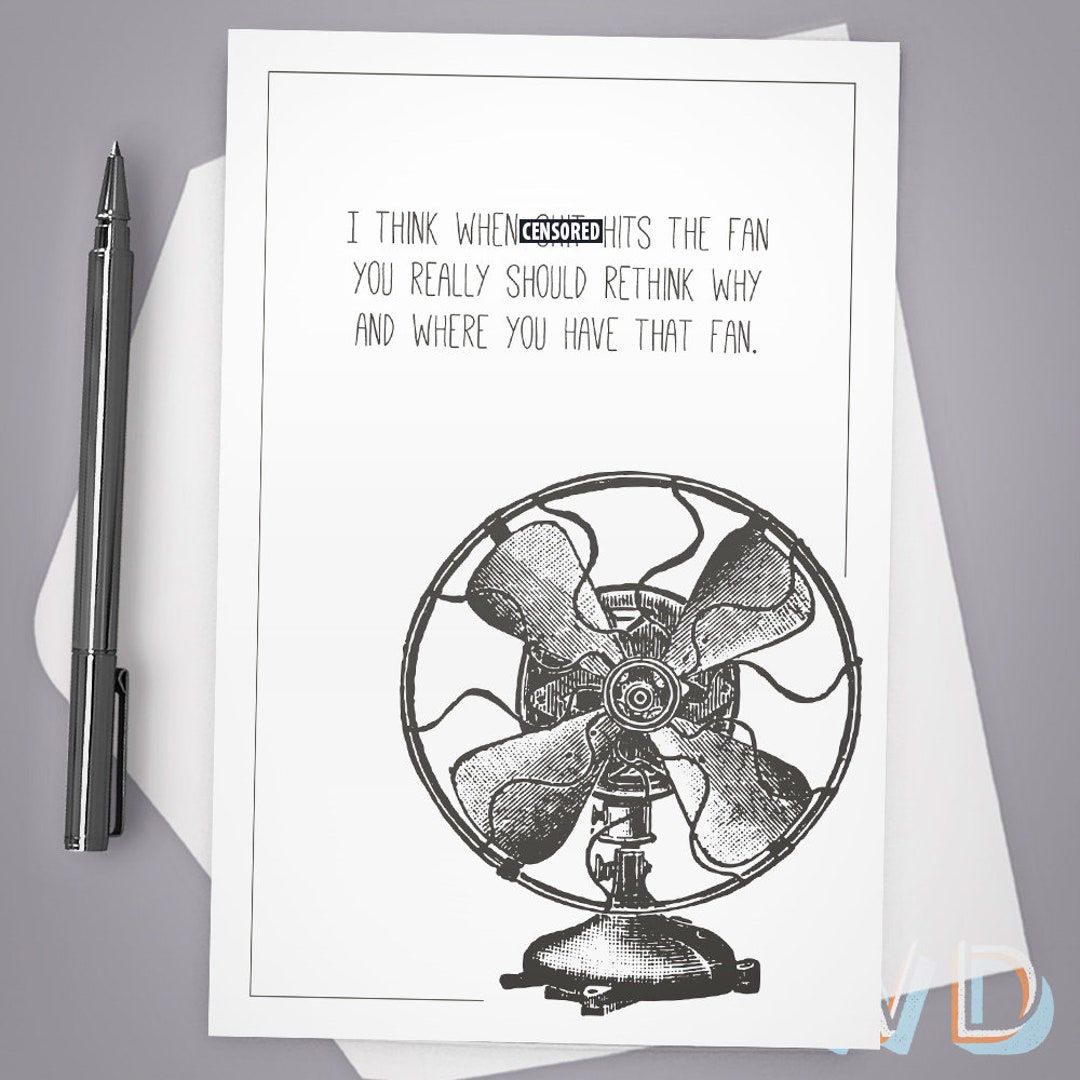 Greeting Card, Sht Hits the Fan Vintage Illustration, Stationery, Note ...