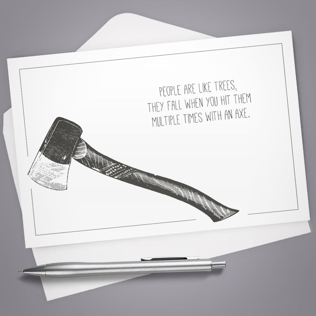 Vintage Greeting Card, People Are Like Trees, Axe Murderer, True Crime ...