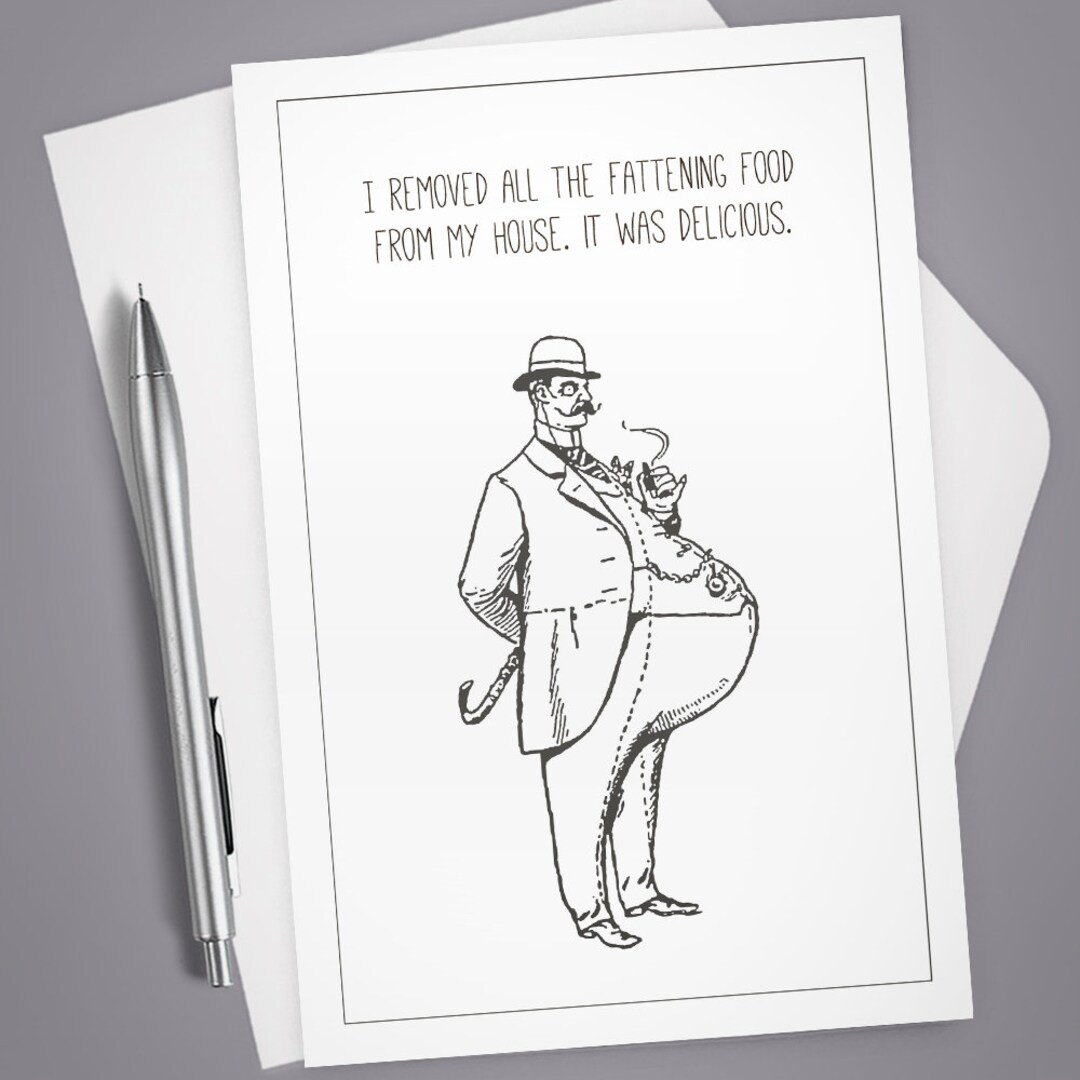 Greeting Card, Eat All the Fattening Foods, Card for Him, Card for Her ...