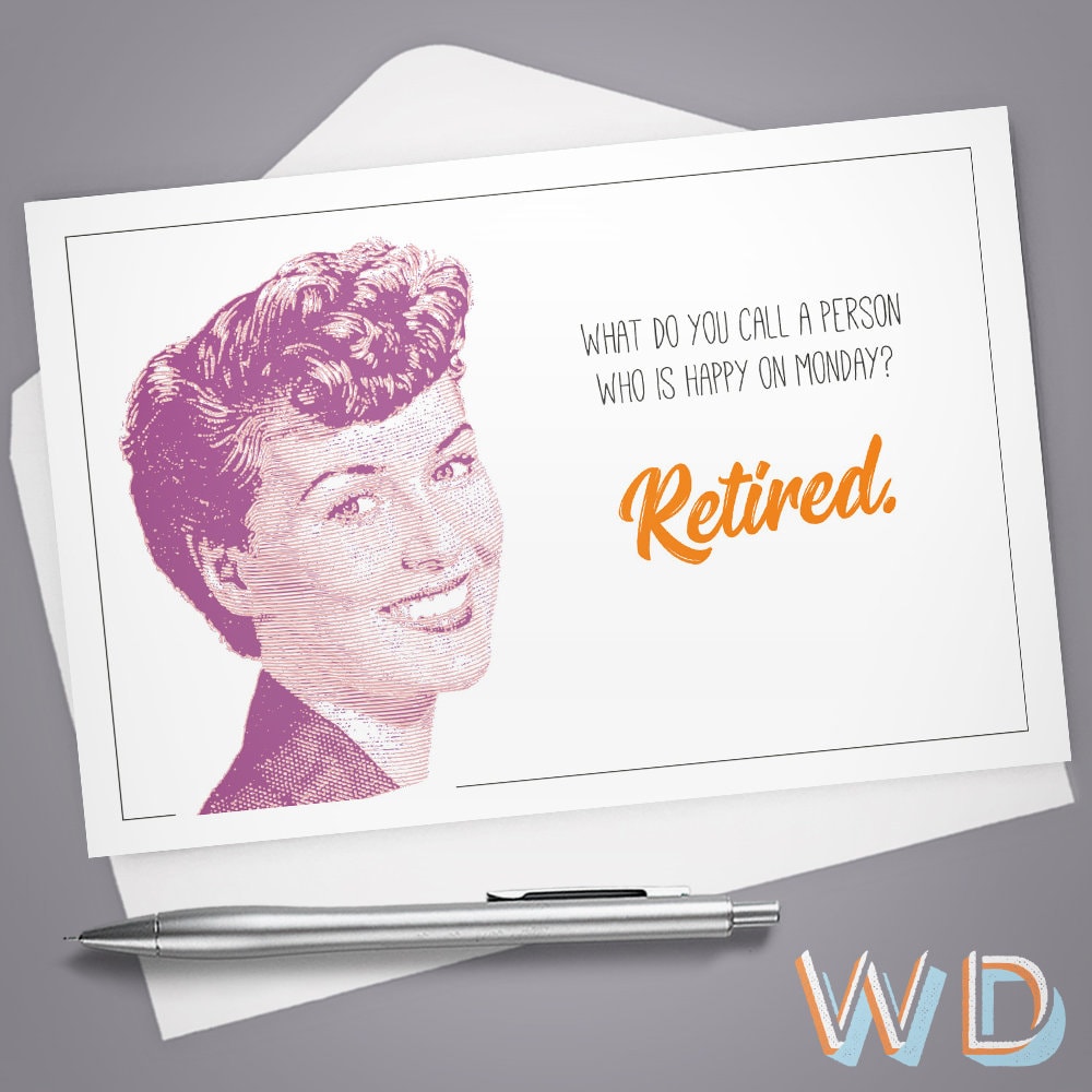 Greeting Card, Retirement, Monday, Card for Her, Teacher, Mom, Coworker ...