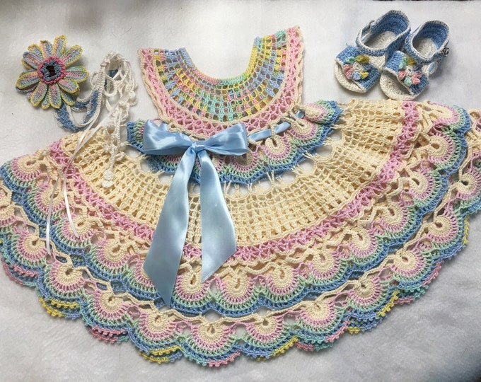 FTD Crochet Thread Pattern Toddler Girl Summer Dress Multi | Etsy