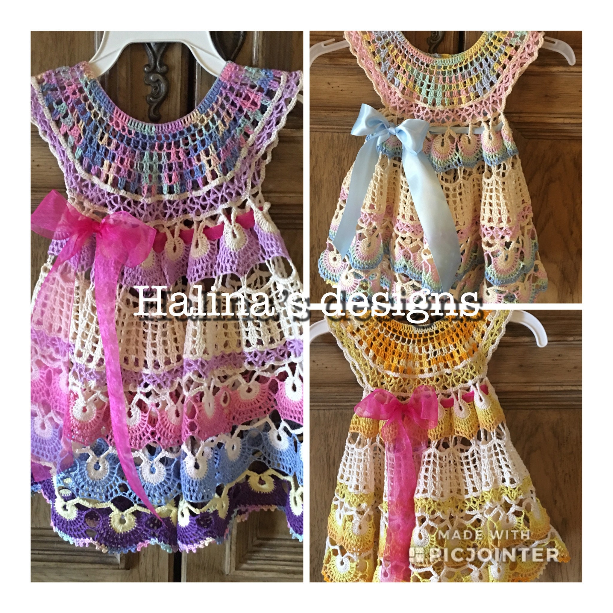 FTD, Crochet Thread Pattern Toddler Girl Summer Dress, Multi Colored ...