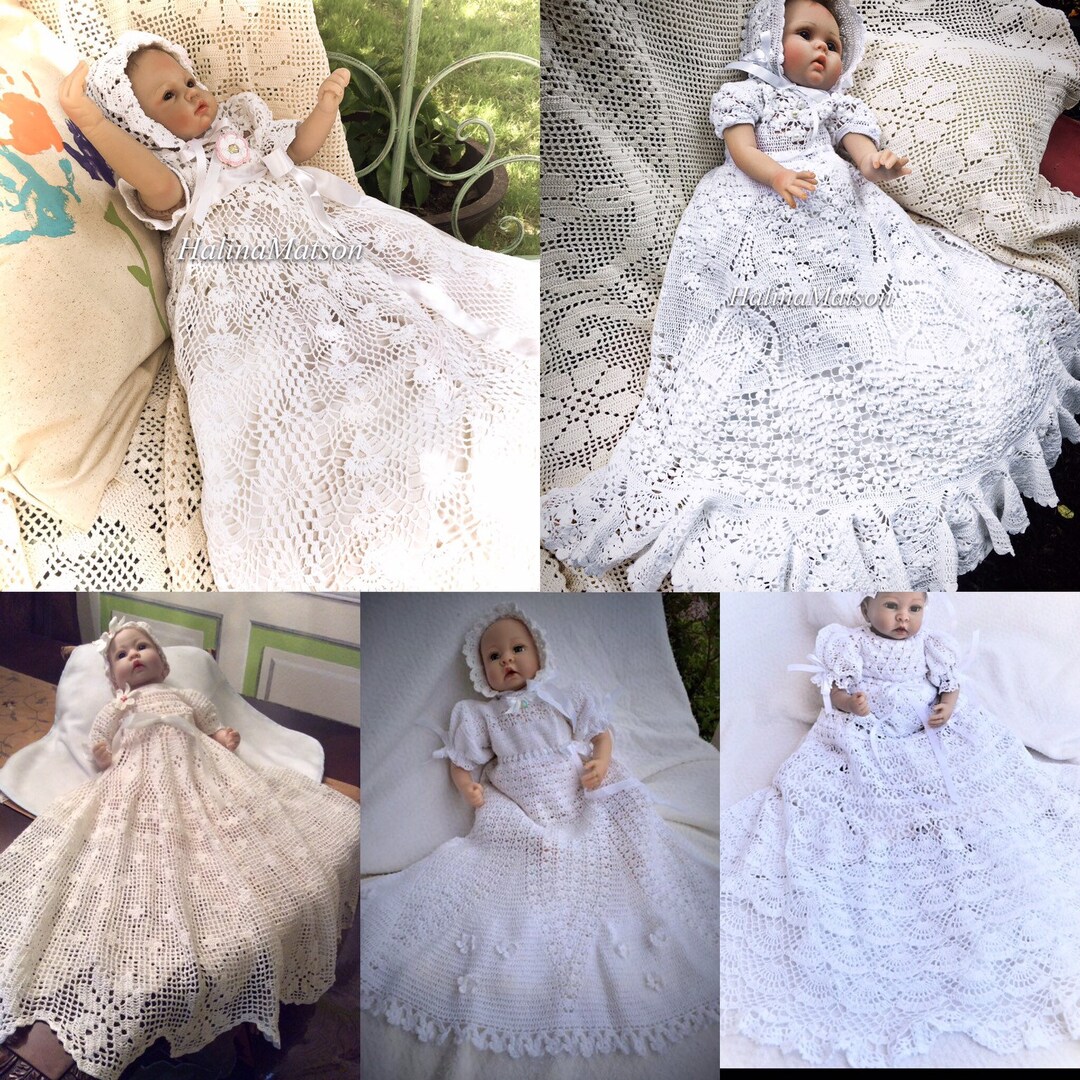 5 Crochet Patterns of Christening Gowns at a Discount Price. Crochet ...