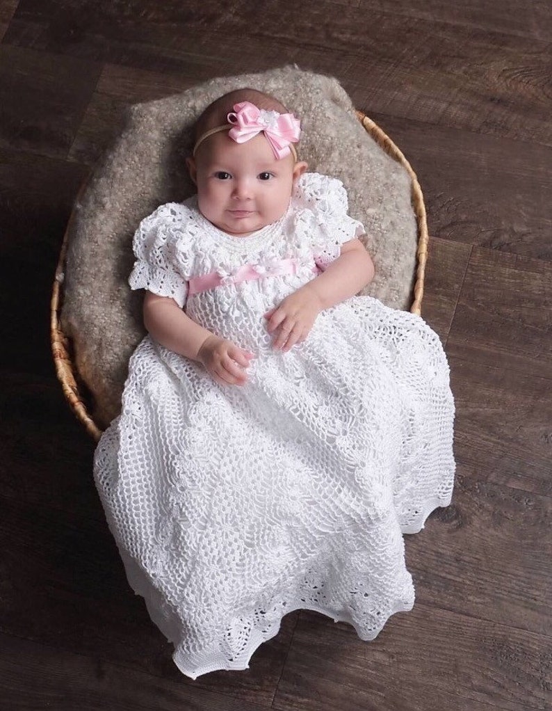 Christening Gown Heirloom Thread Crochet Baby Pattern, Crochet ...