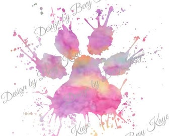 Watercolor paw print | Etsy