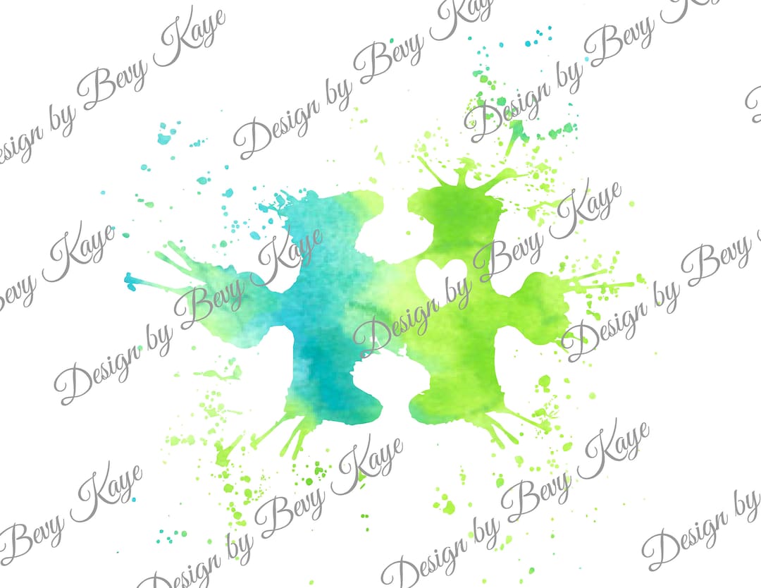 Instant Download Watercolor Autism Puzzle Piece Paint Splatter Design ...