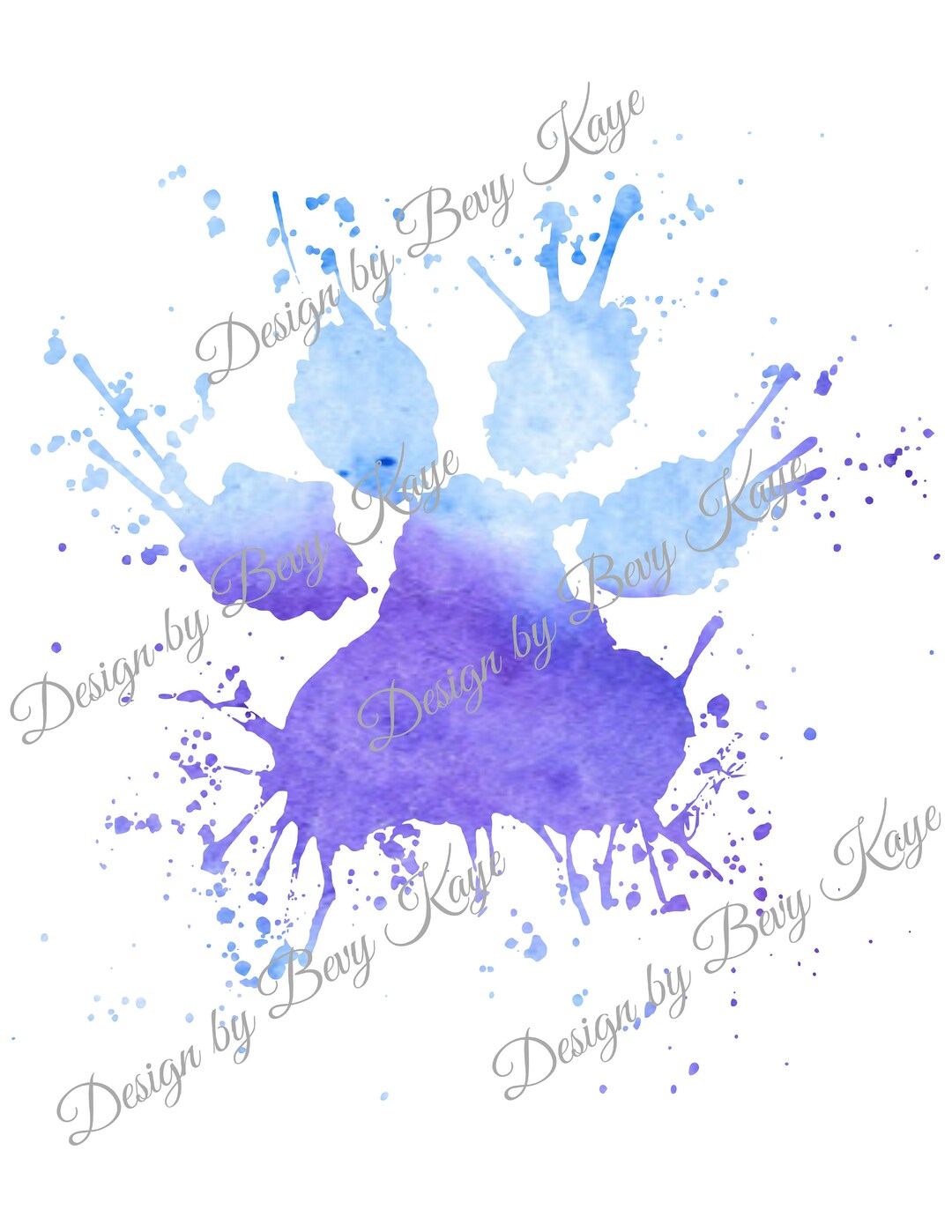 Instant Download Watercolor Paw Print Design Download/downloads ...