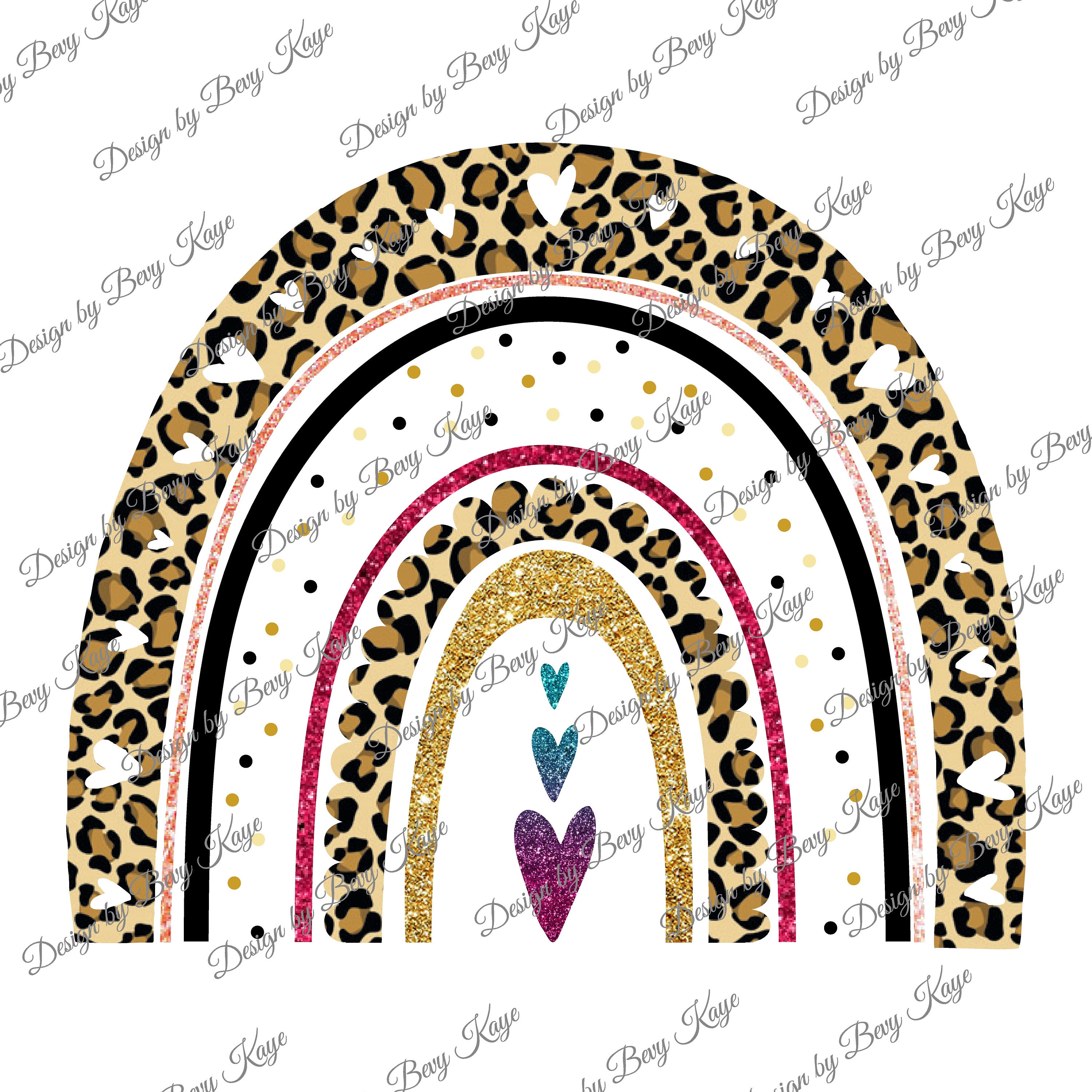 Instant Design Download of Leopard Print and Glitter Rainbow | Etsy