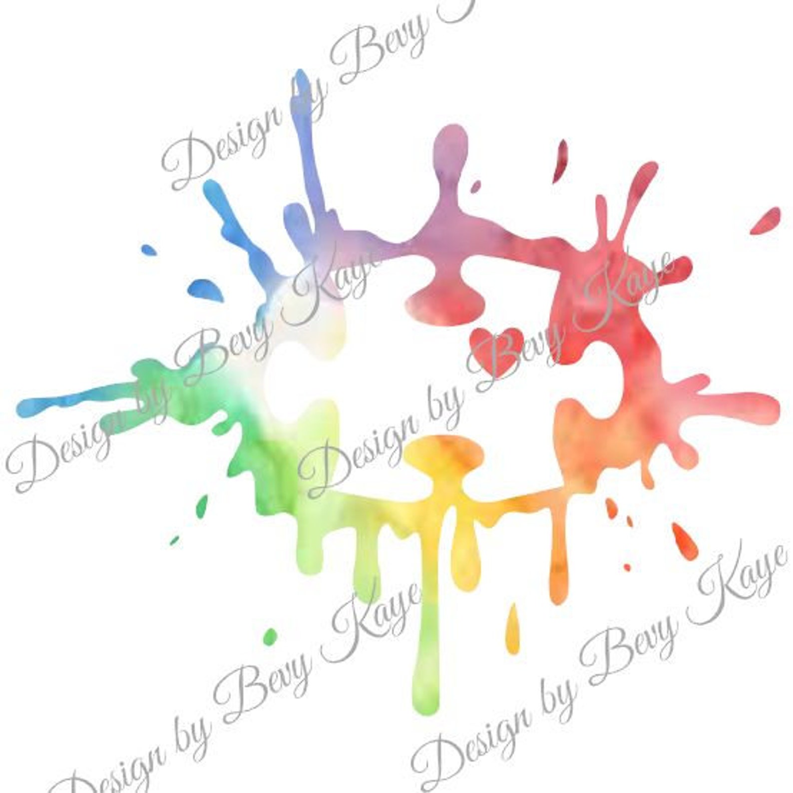 Instant Download Watercolor Autism Puzzle Piece Design | Etsy