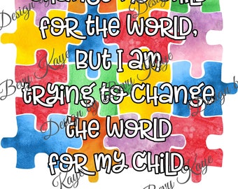 Instant Download Watercolor Autism Puzzle Piece Design | Etsy