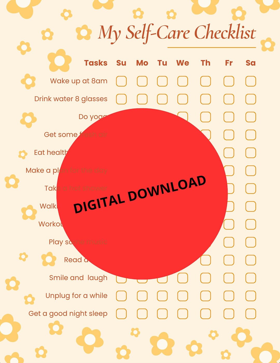 Self Care Journal Printable Wellness Planner Mood Habit Tracker ...