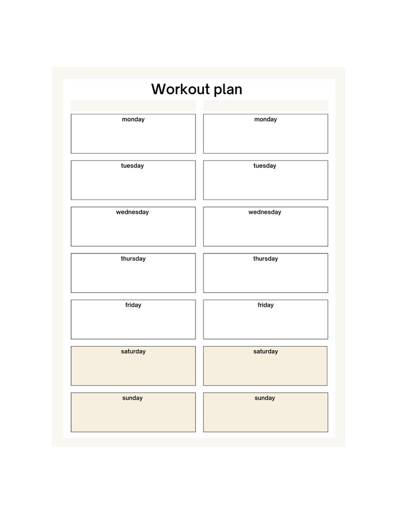 Editable and Printable Weekly Meal and Workout Planner | Minimal ...