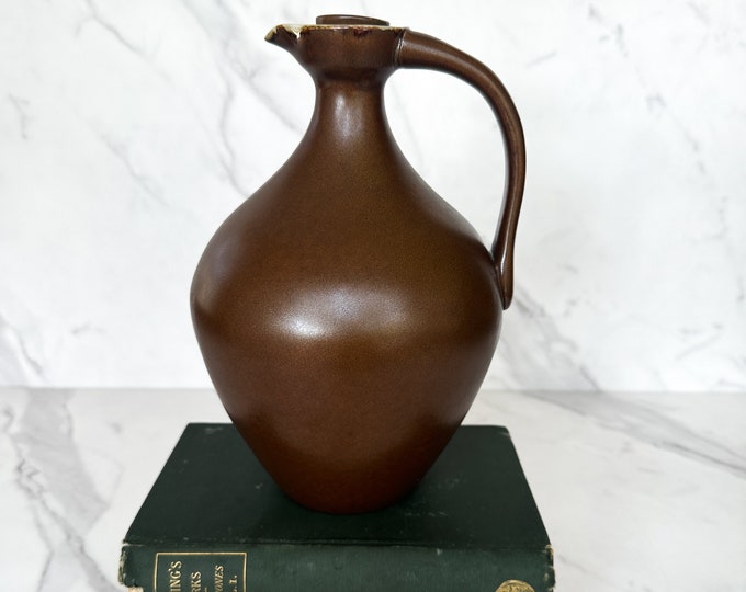 Temuka Stoneware Wine Decanter With Lid, Brown Glaze, New Zealand Crock ...