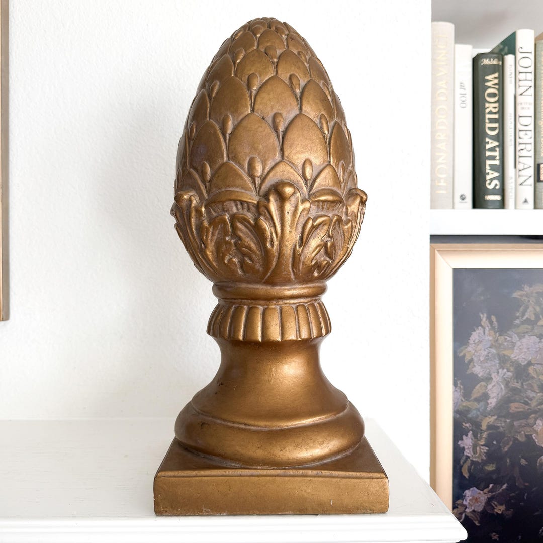 Vintage Large Artichoke / Pineapple Sculpture in Gilded Gold Painted ...